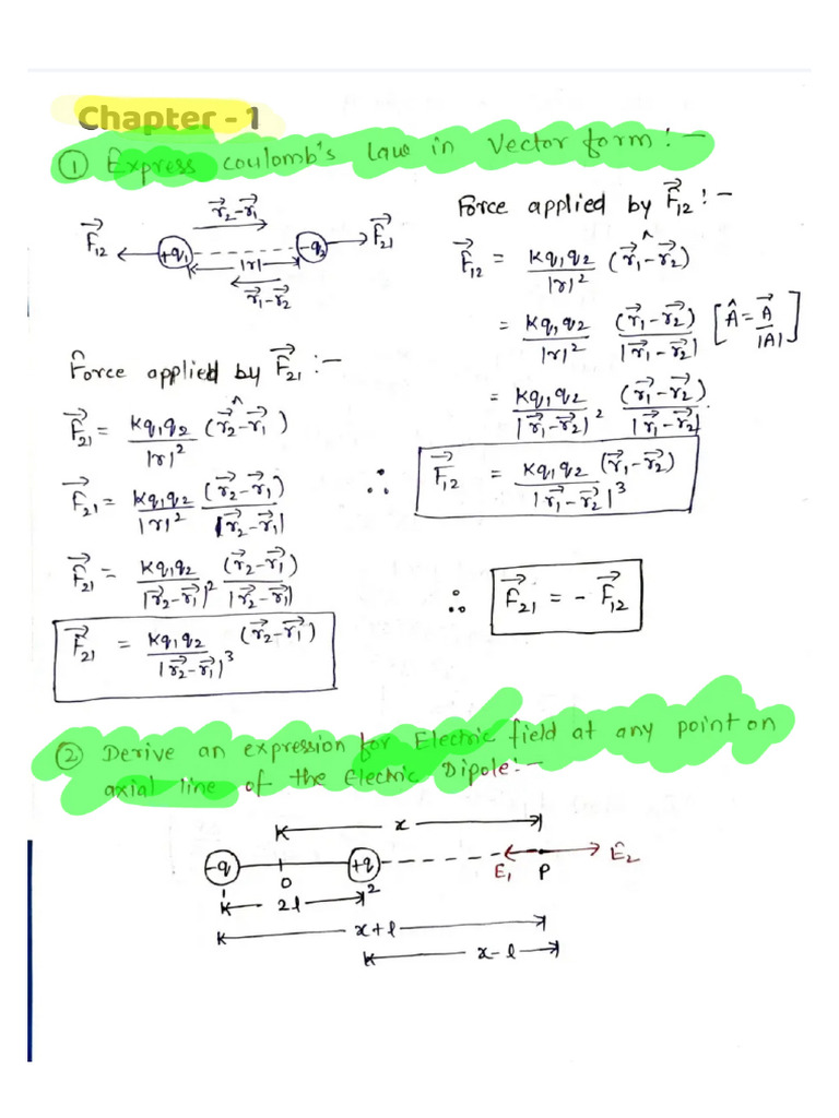 Derivations of Part 1 Class 12 (Phy) | PDF