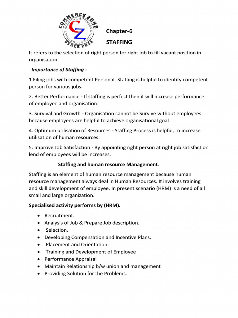 Chapter 6 (Staffing) | PDF