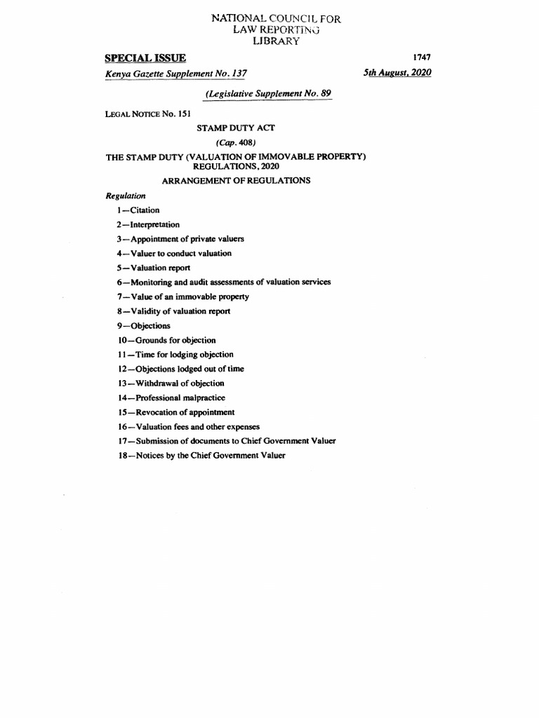 The Stamp Duty (Valuation of Immovable Property) | PDF