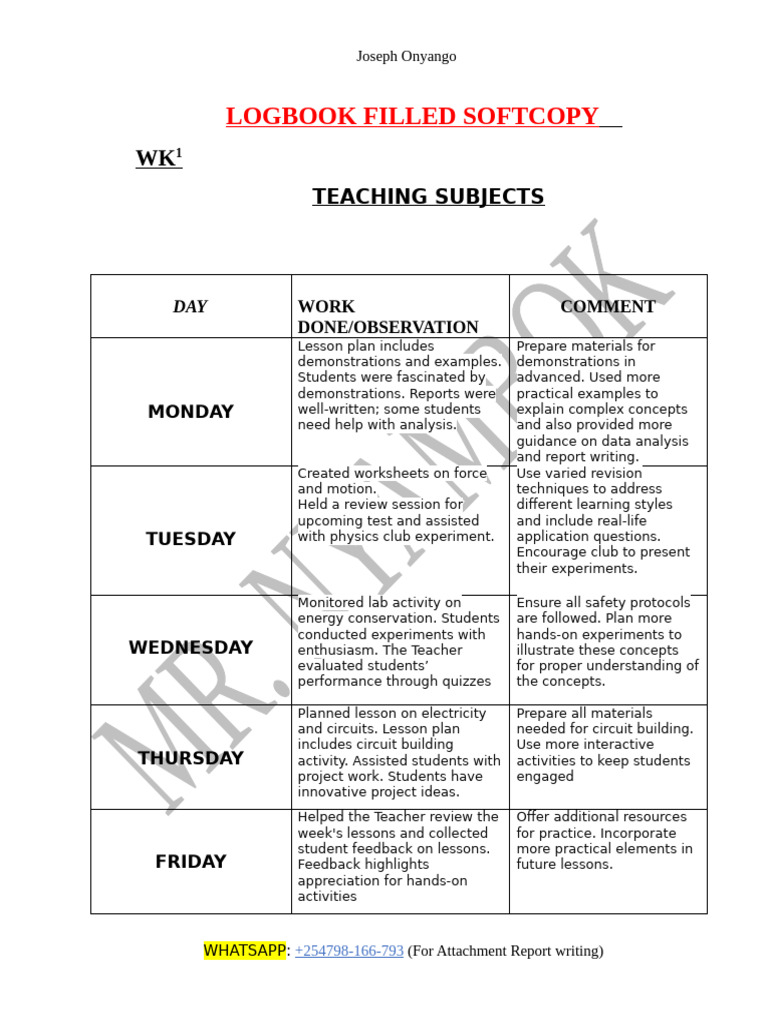 Logbook Filled - 124831 | PDF