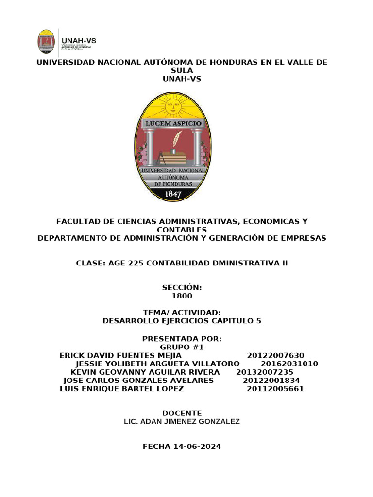 Grupo 1 Desarrollo Problemas Cap.5 Cont. Adm 2 | PDF