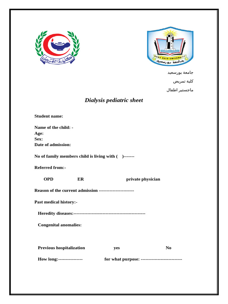 Dialysis Sheet Final | PDF