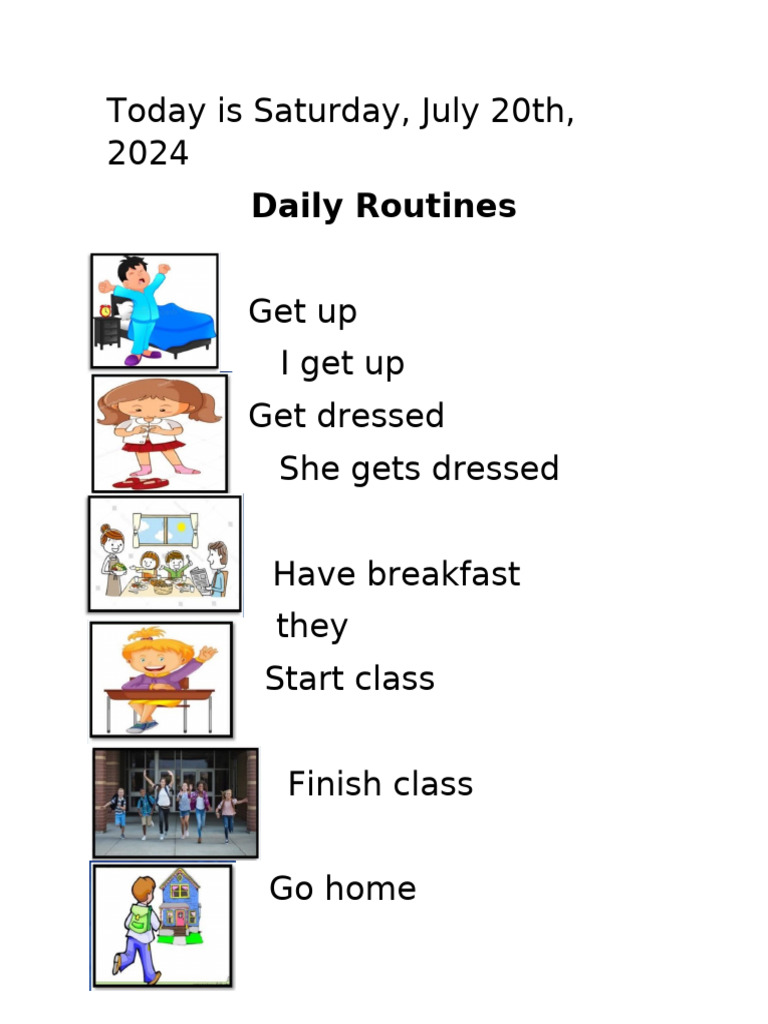 Daily Routines Pictures Wordwall | PDF
