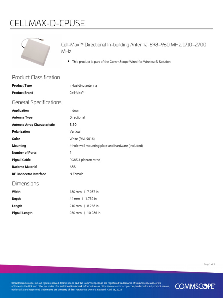 CELLMAX-D-CPUSE Product Specifications | PDF