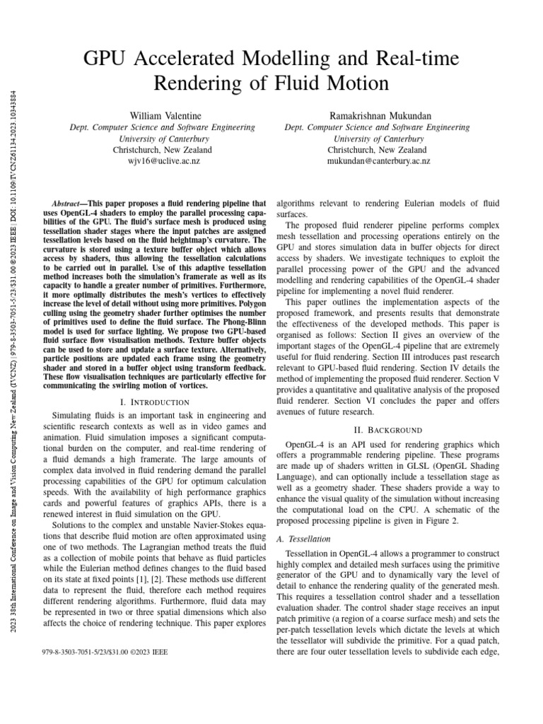 GPU Accelerated Modelling and Real-Time Rendering of Fluid Motion | PDF