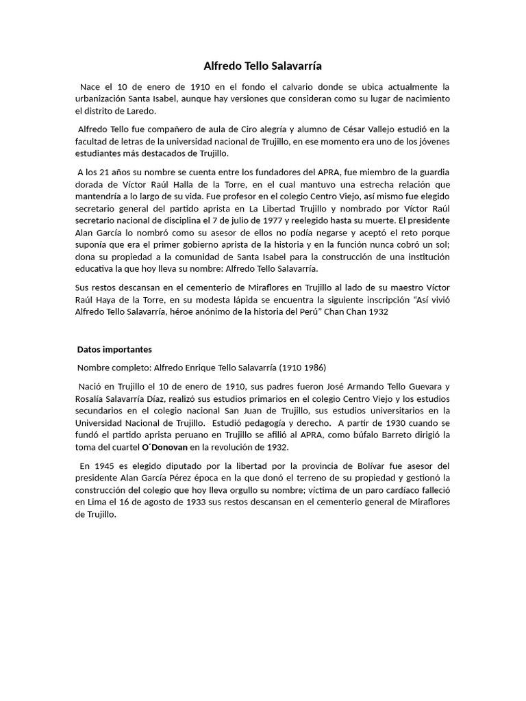 Alfredo Tello Salavarría | PDF