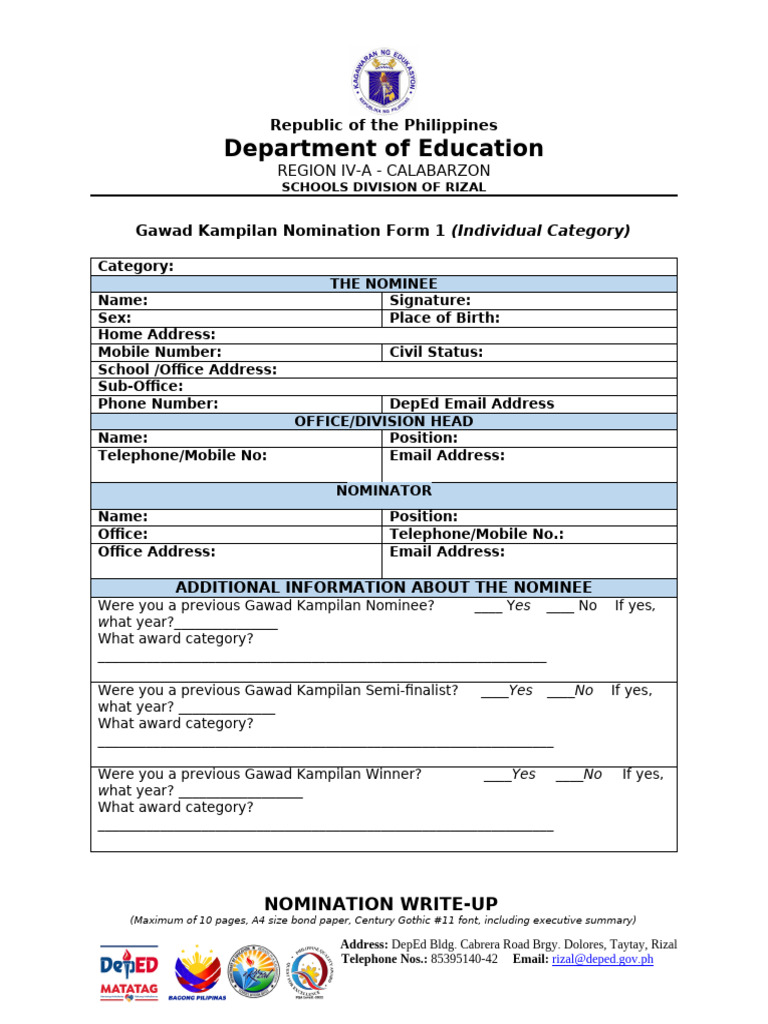 GK Template Individual Category | PDF
