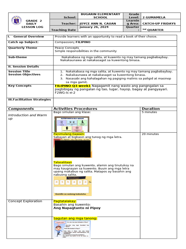 Catch-Up-Lesson-Plan-Grade-2 DLL Reading and Filipino Final | PDF