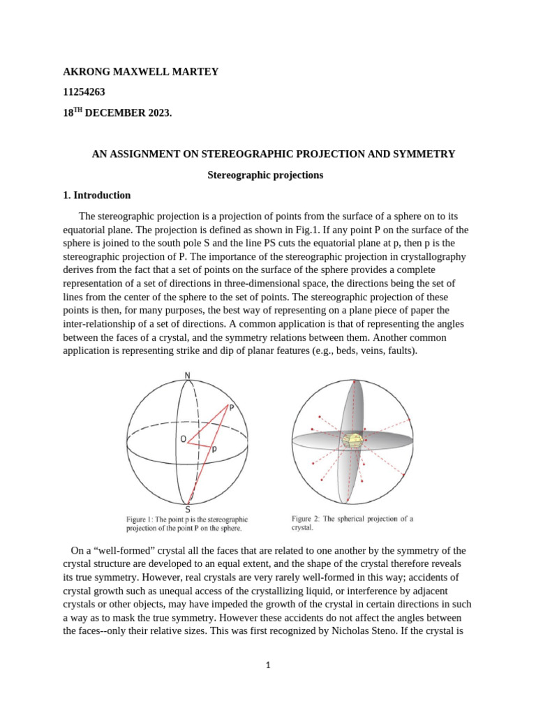 Stereographic Projection in Crystallography | PDF | Sphere | Social Science