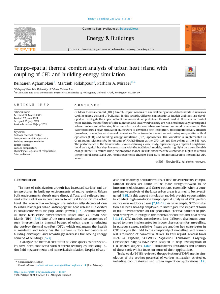 Energy & Buildings: Reihaneh Aghamolaei, Marzieh Fallahpour, Parham A ...