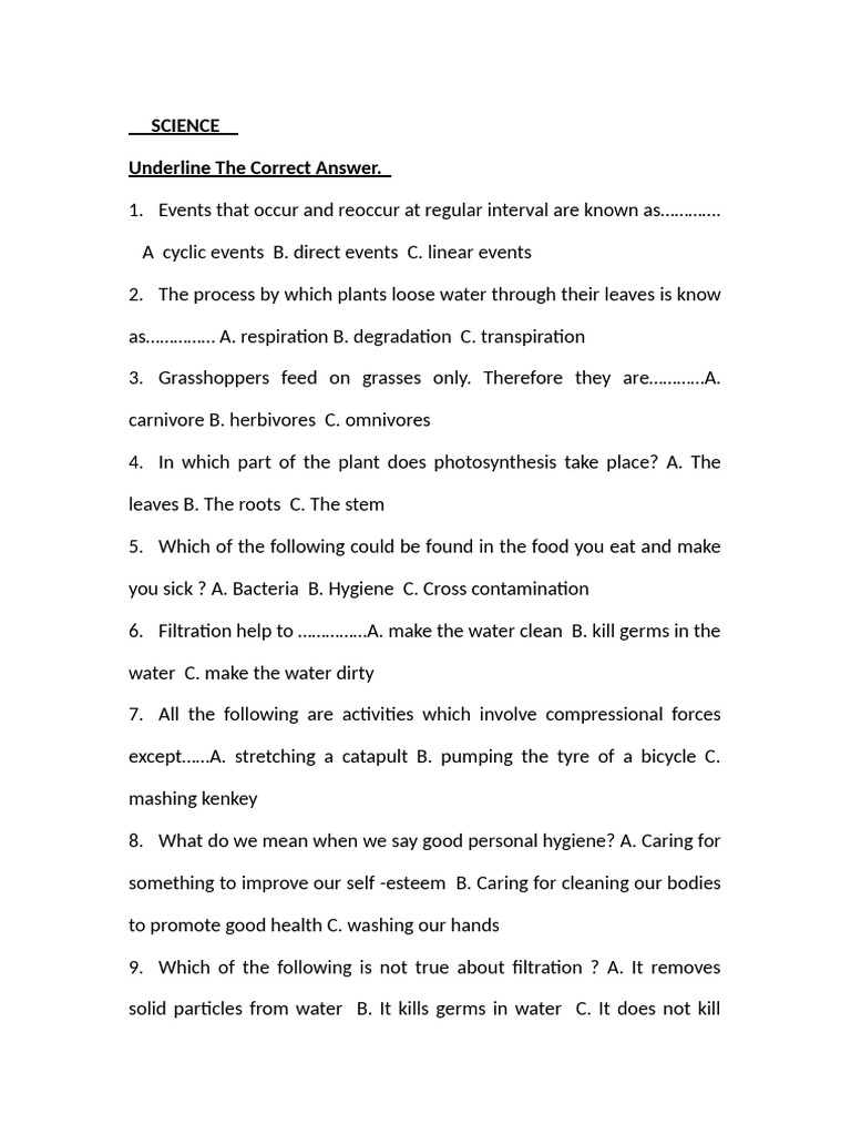 Science and Social Science Quiz Questions | PDF | Water | Earth