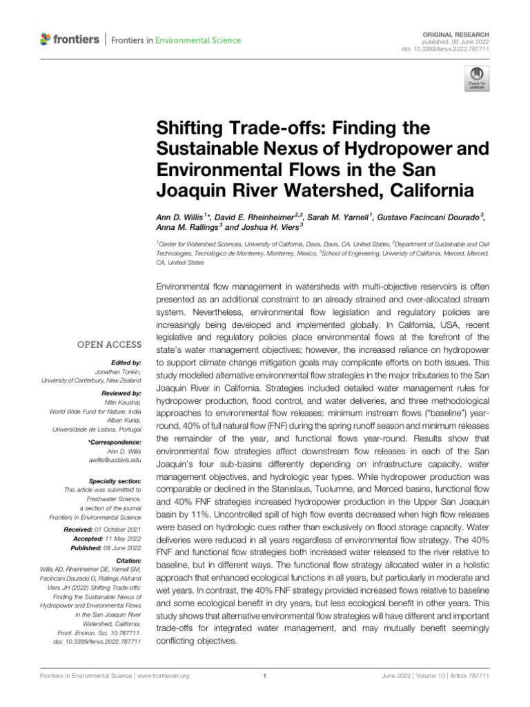 Shifting Trade-offs: Finding the Sustainable Nexus of Hydropower and ...