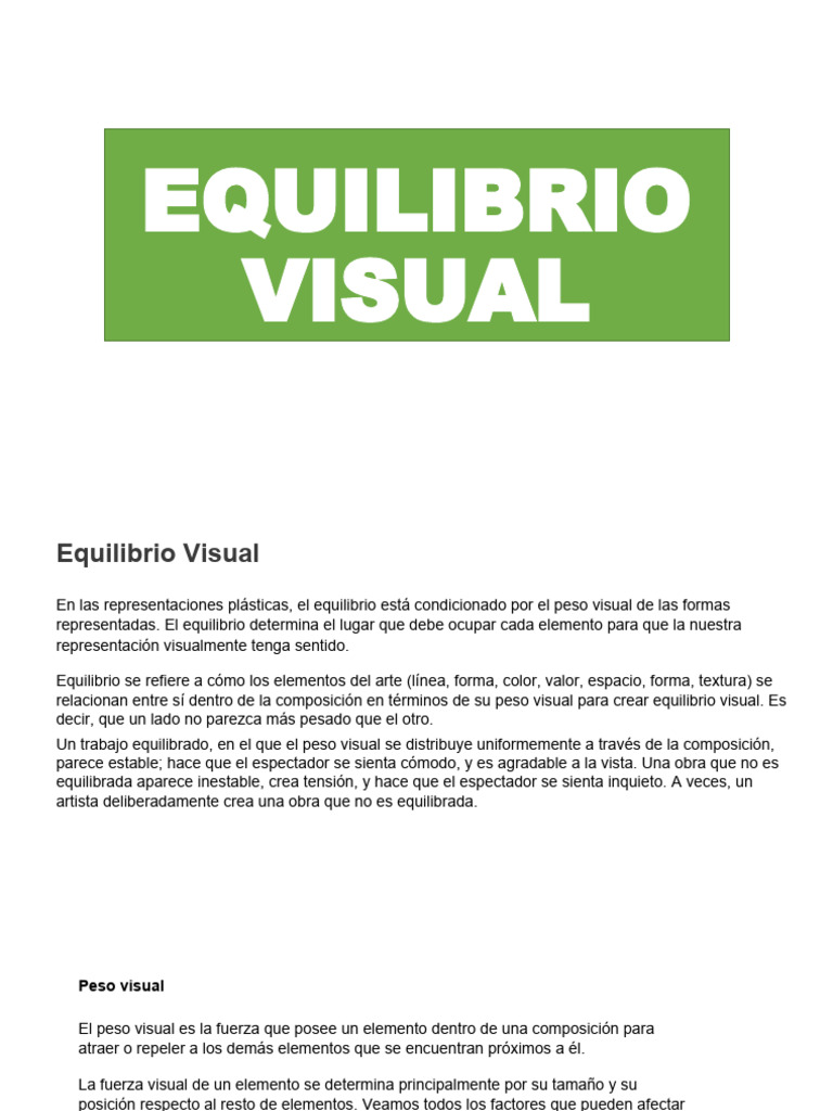 Equilibrio Visual | PDF | Composición (artes visuales) | Simetría