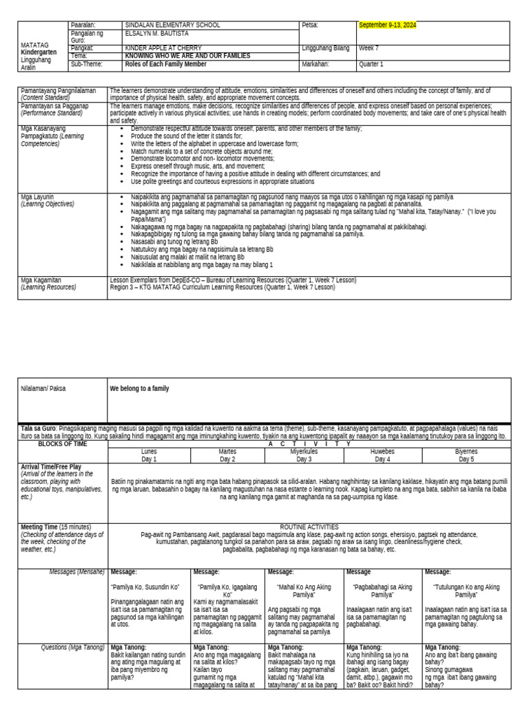 Q1 - Matatag Week 7 DLP | PDF