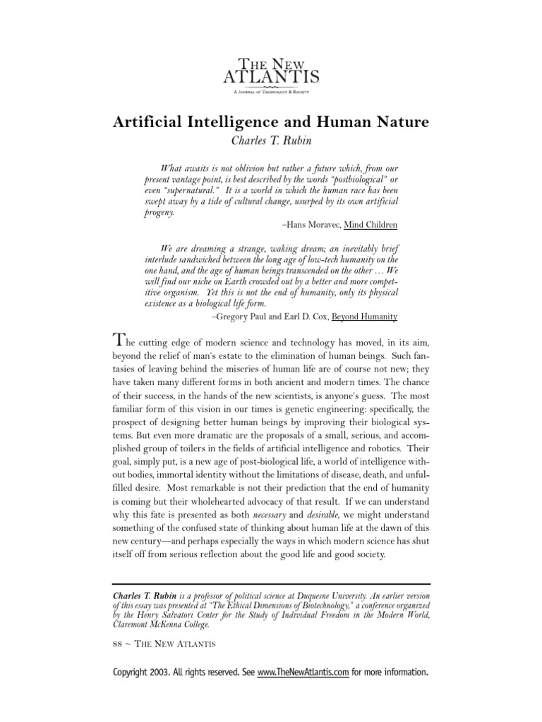 Artificial Intelligence and Human Nature | PDF