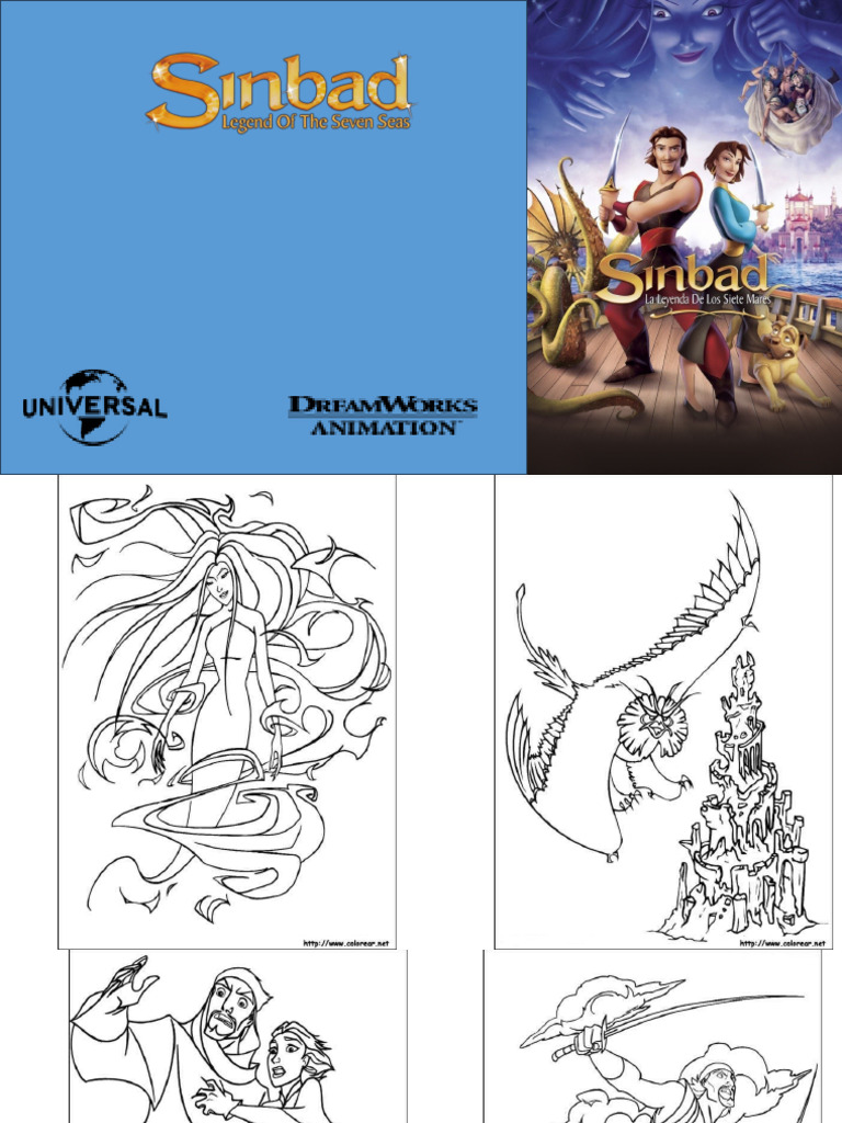 Libro de Colorear Sinbad y La Leyenda de Los Siete Mares | PDF