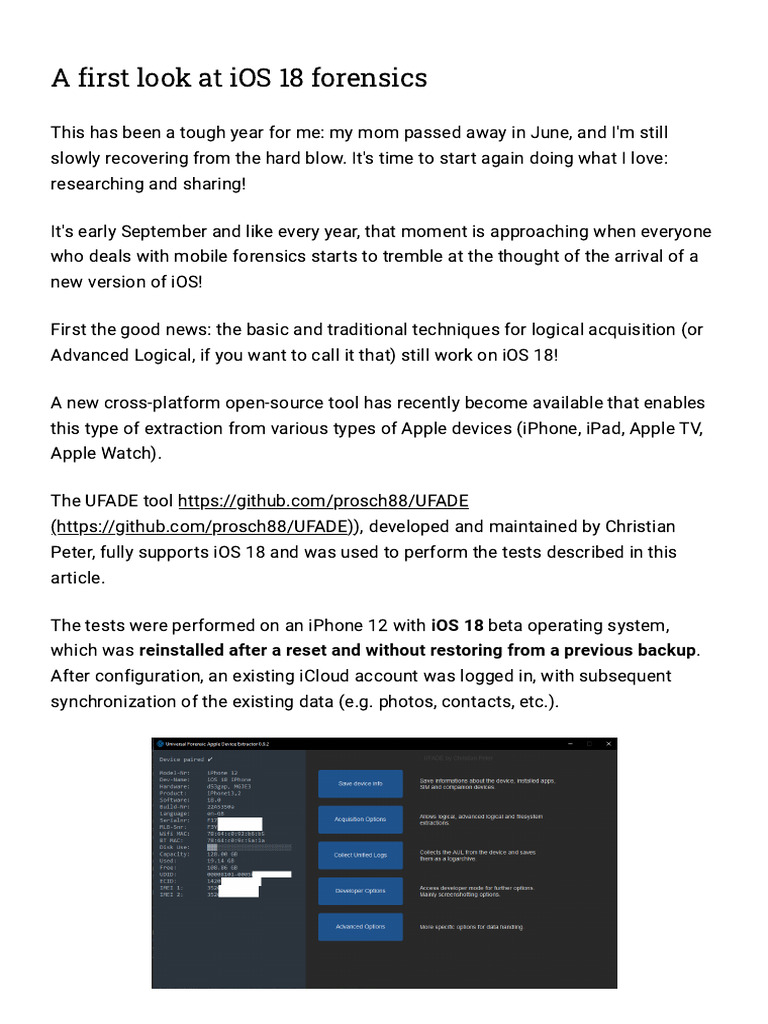 A first look at iOS 18 forensics | PDF