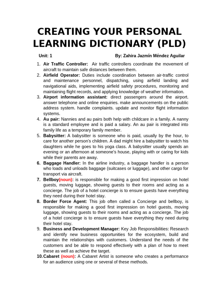 CREATING YOUR PERSONAL LEARNING DICTIONARY en Proceso 3 | PDF