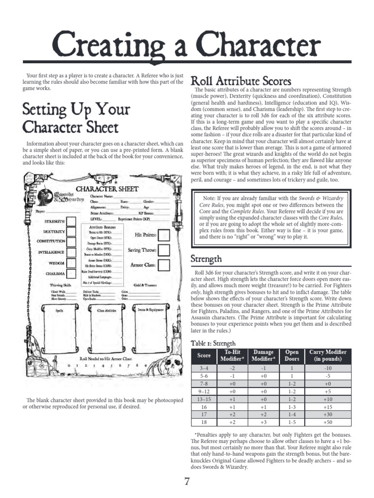 S&W - Character Creation | PDF