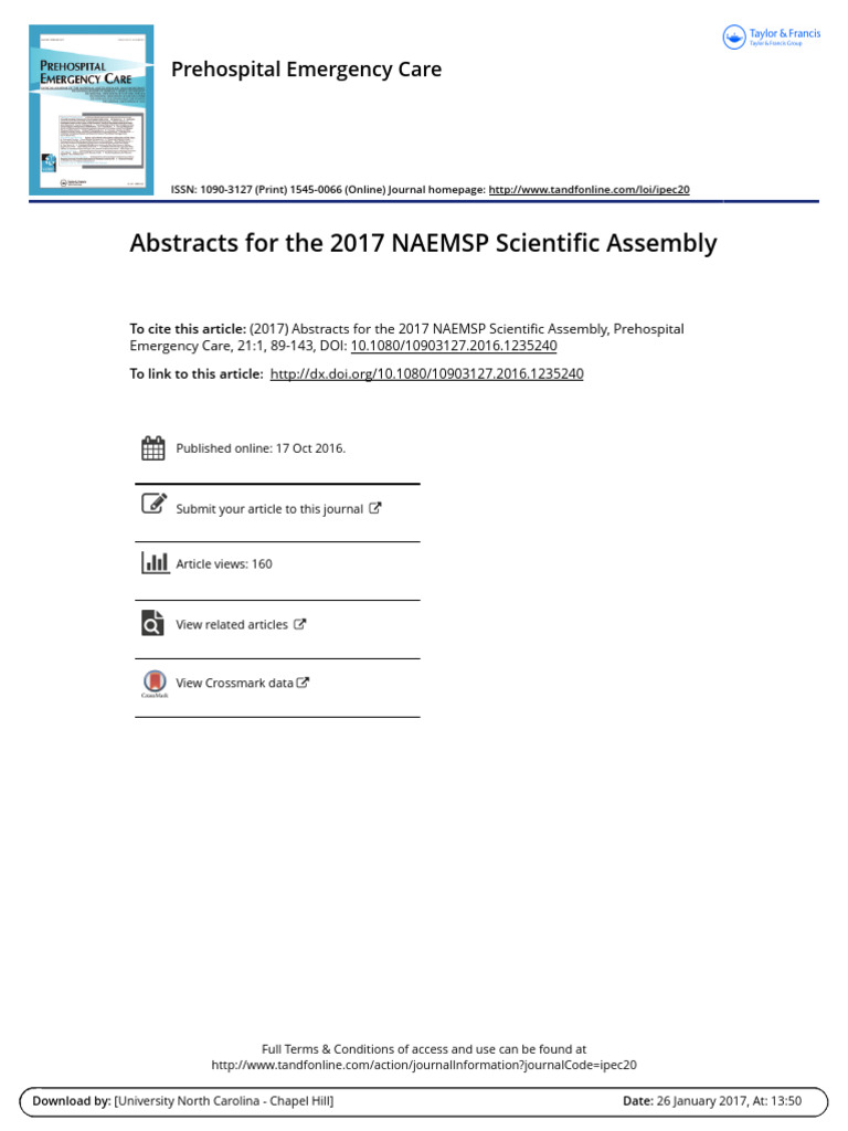 Abstracts For The 2017 NAEMSP Scientific Assembly | PDF