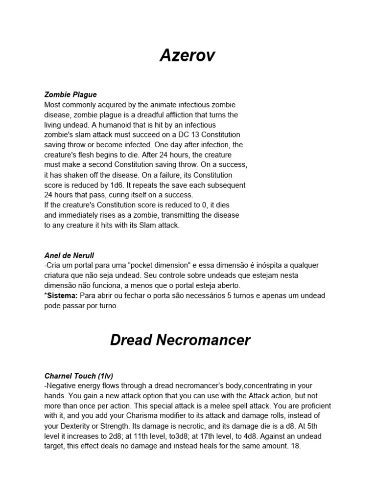 Dread Necromancer - Warlock | PDF