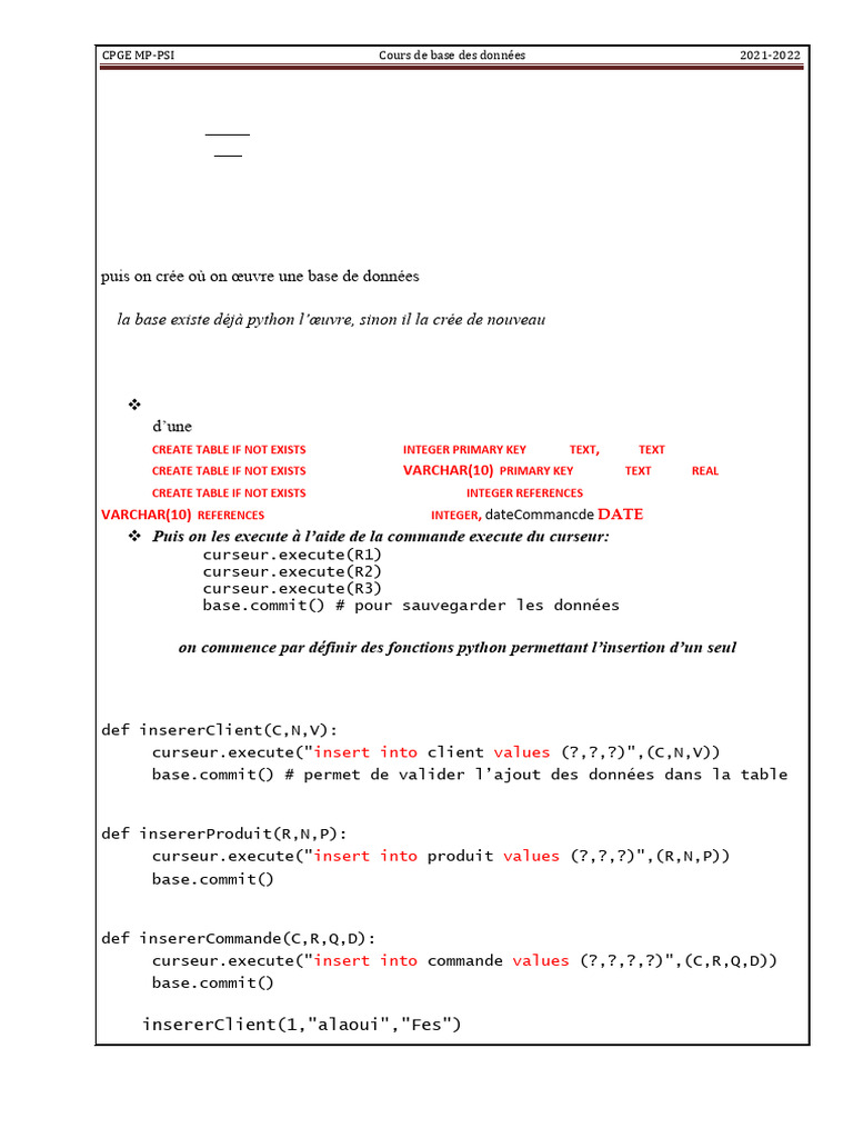 Les Bases de Données Sqlite3 Avec Python - 2022 - V1 | PDF
