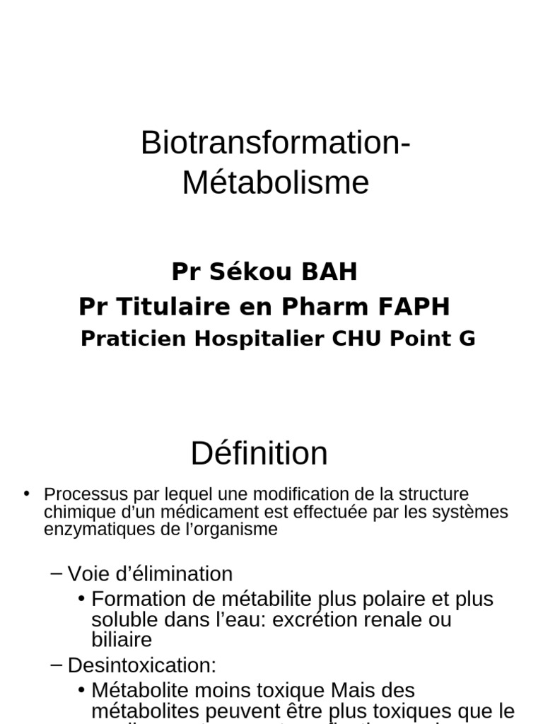 Biotransformation Metabolisme | PDF