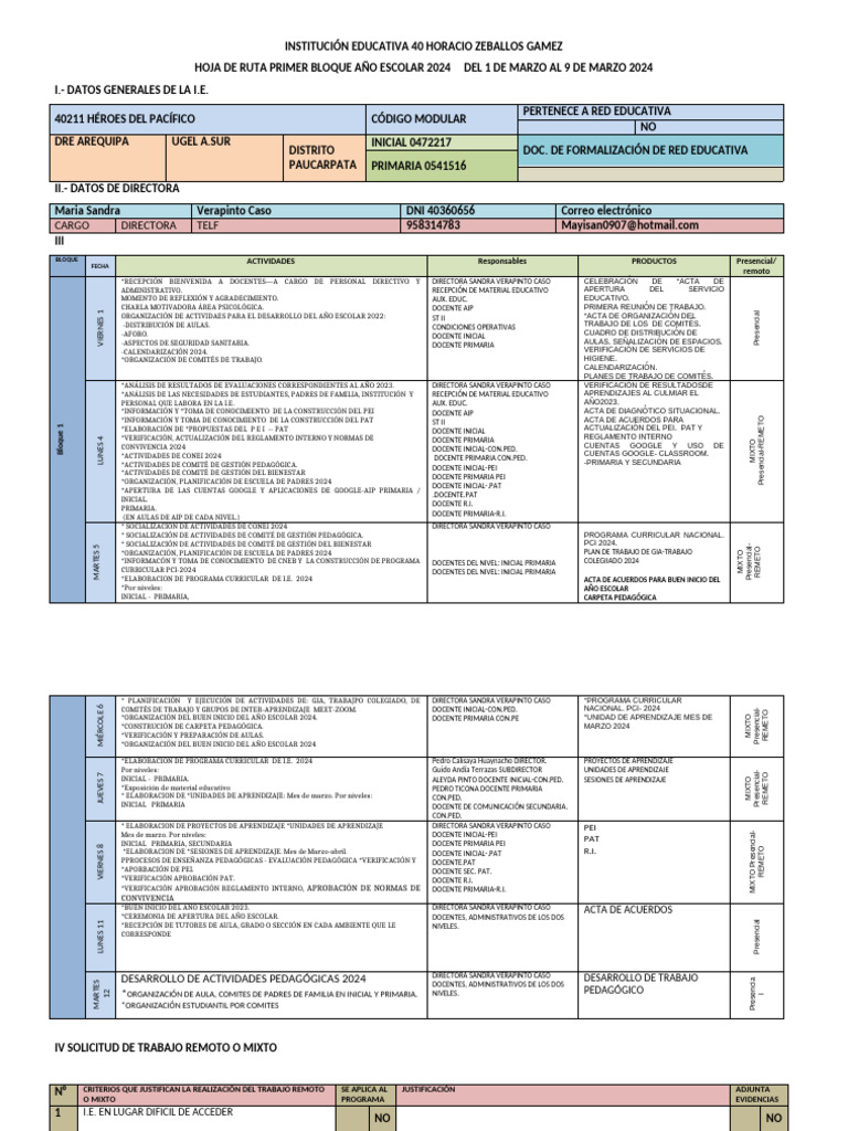 2024 HZG Hoja Ruta de Planificación de Primera Jornada de Reflexion HZG | PDF