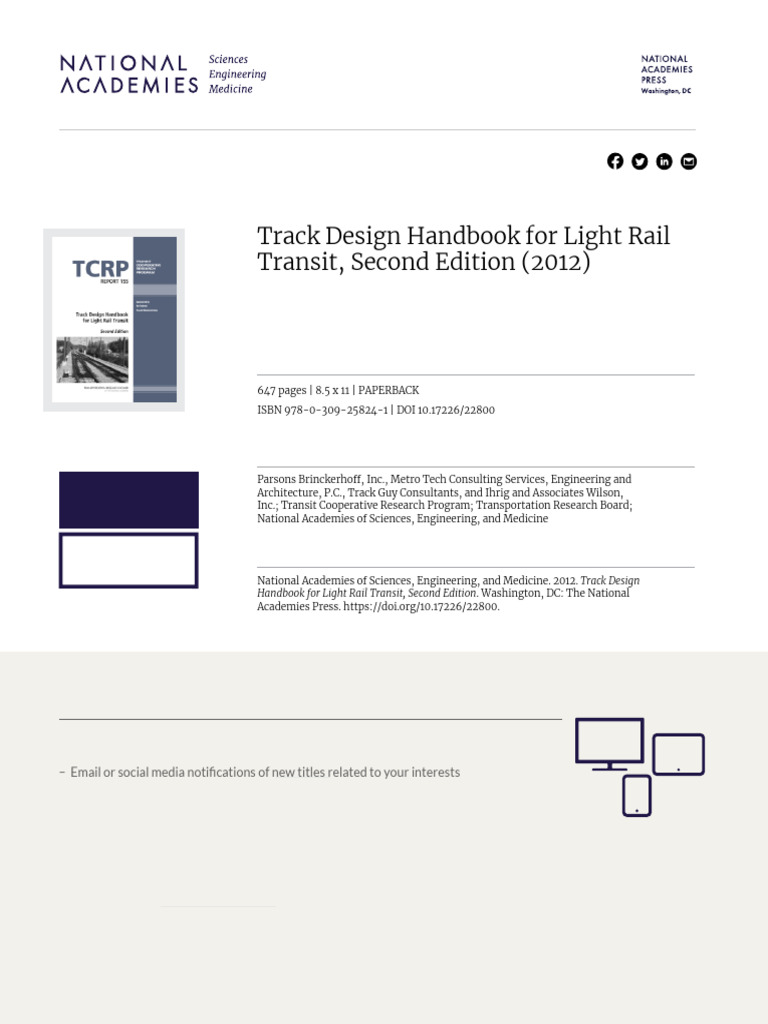 Track Design Handbook For Light Rail Transit, Second Edition (2012 ...