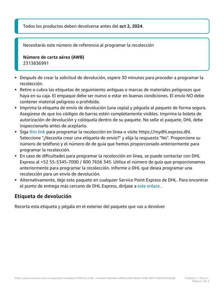 Centro de Devoluciones | PDF