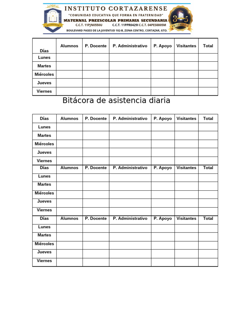 Bitacora de Asistencia Diaria | PDF | Artes del lenguaje y disciplina