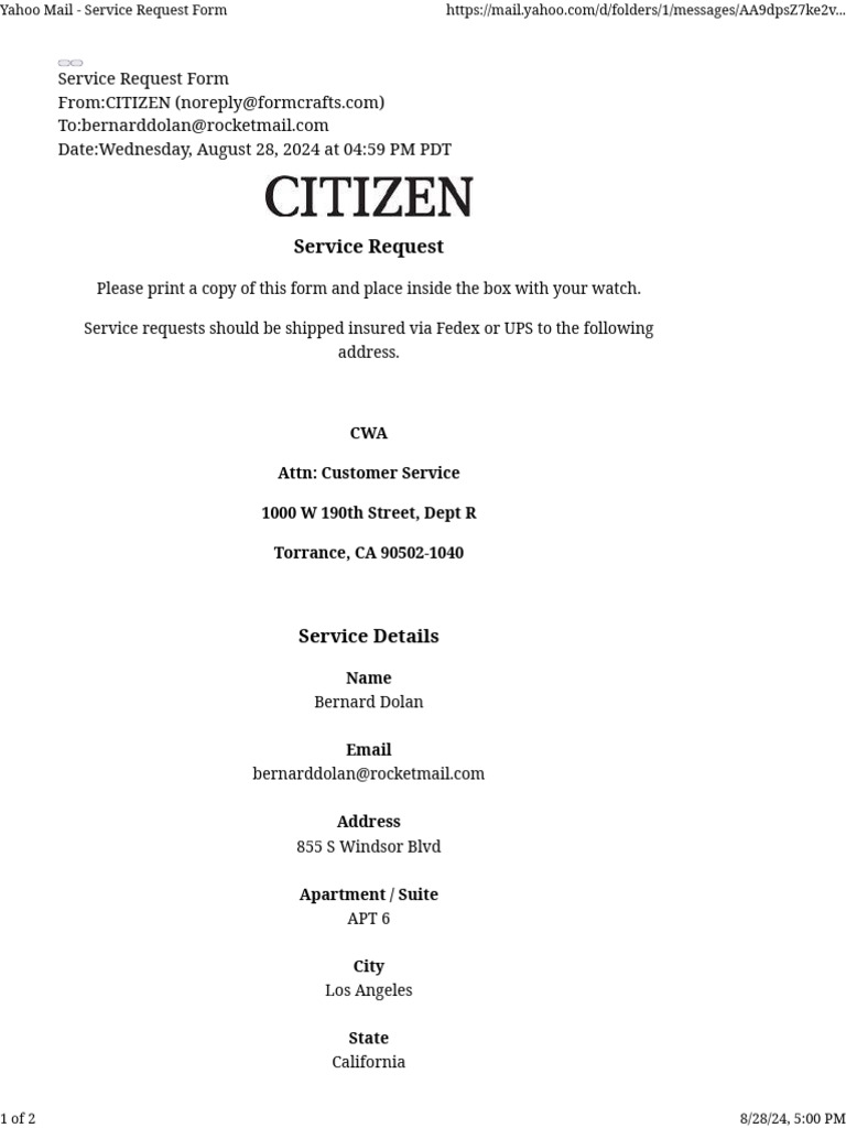 Citizen Service Request Form | PDF