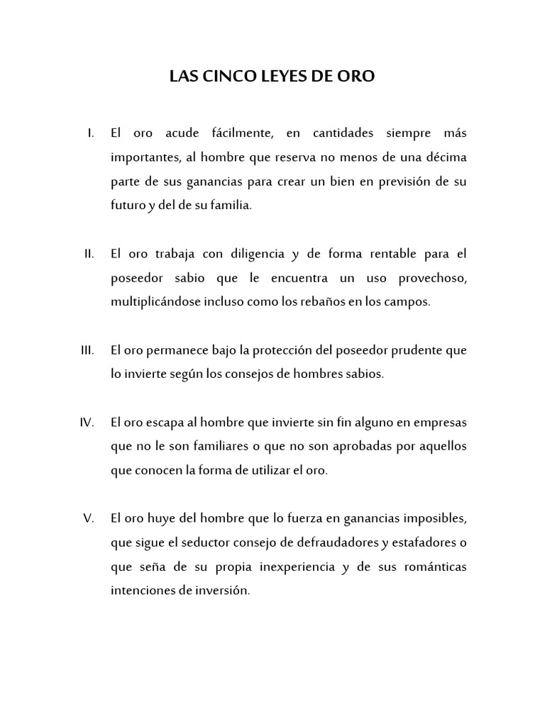 Las Cinco Leyes Del Oro | PDF