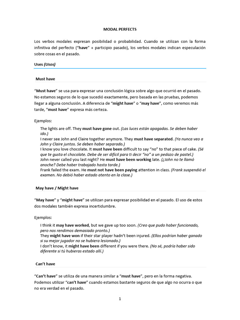 Modal Perfects | PDF