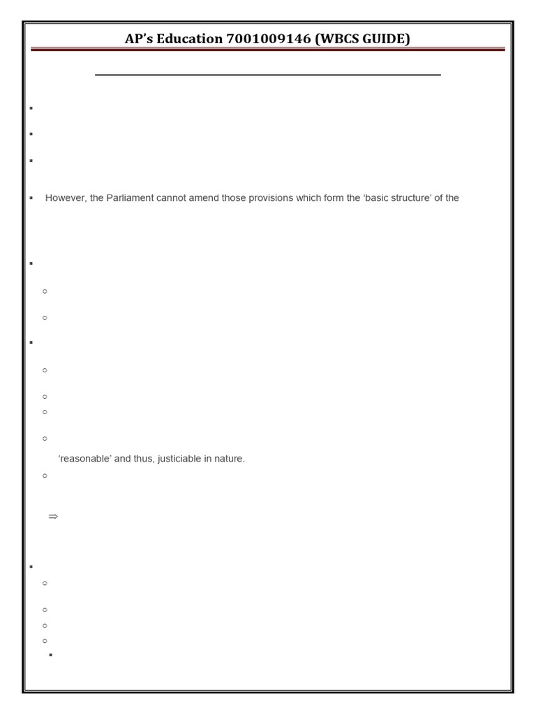 MAJOR AMENDMENTS TO THE CONSTITUTION OF INDIA (1) | PDF