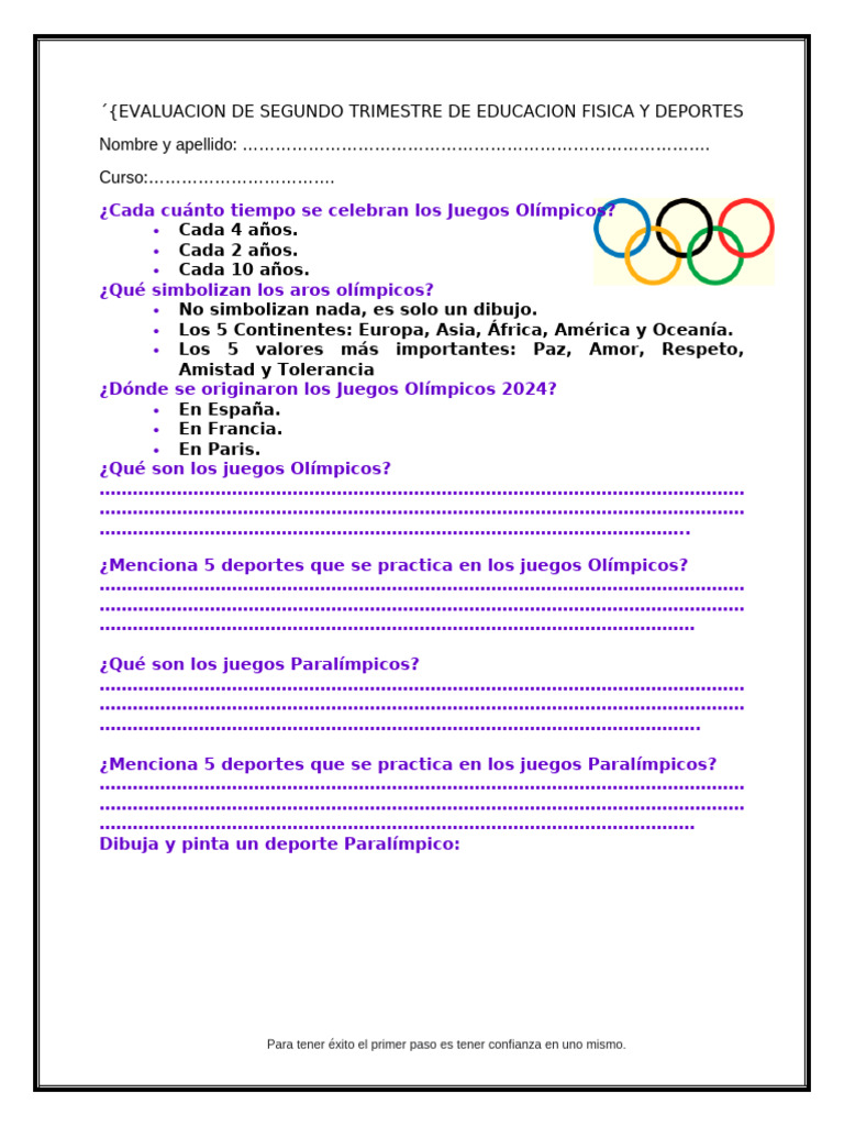 Examen de Juegos Olimpicos | PDF