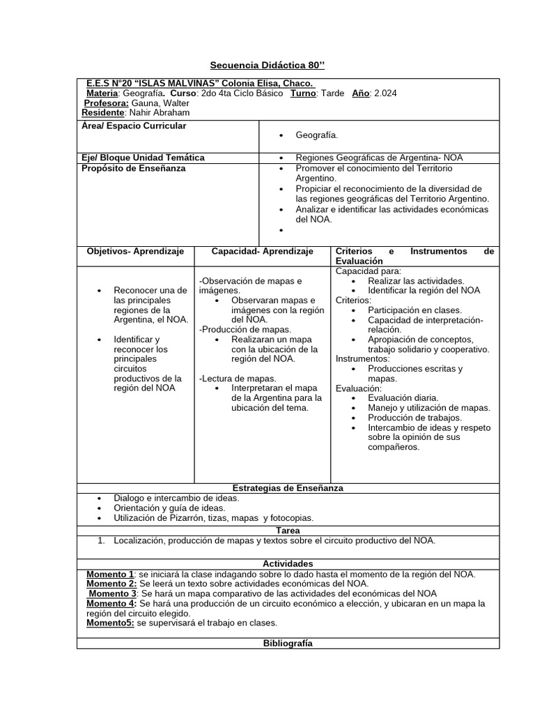 3 Secuencia Noa 3ra Clase 80' Act Economicas | PDF