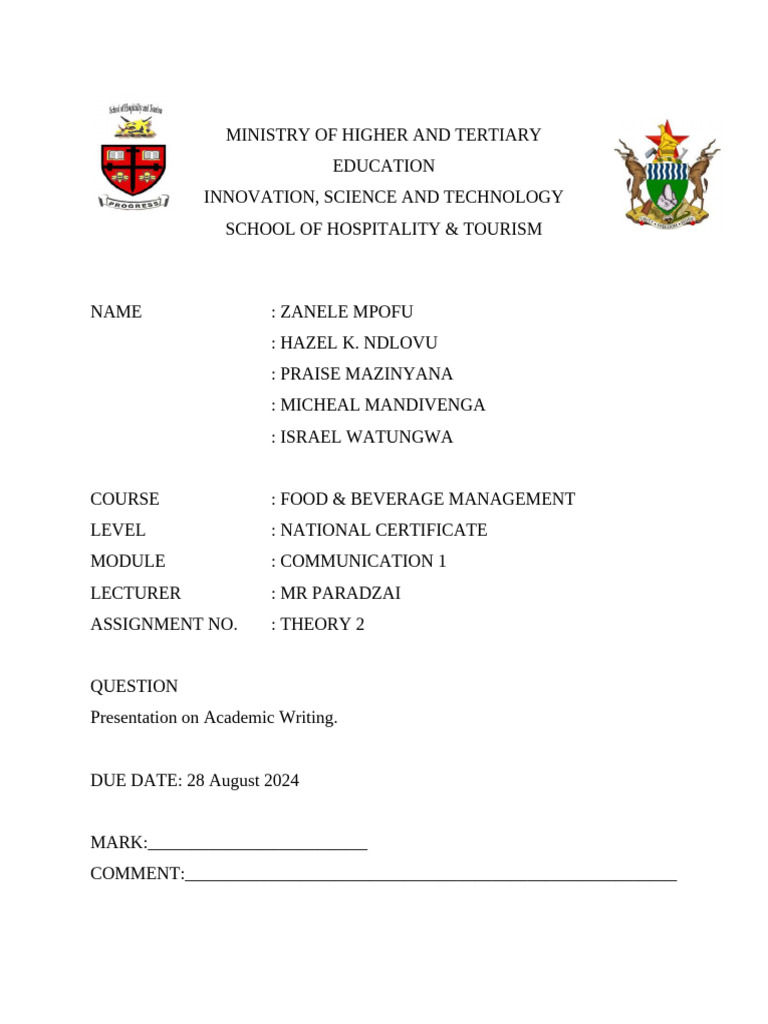 Academic writing presentation write up | PDF