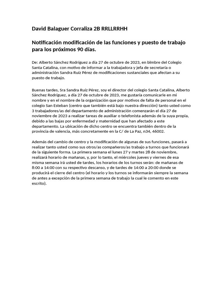 Notificación Modificaciones | PDF