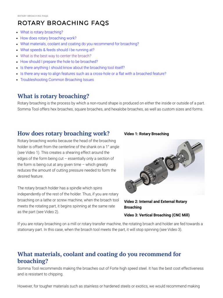 How To Broach - Rotary Broaching 101 - Somma Tool Company | PDF