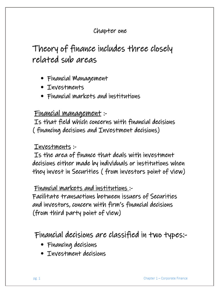 Chapter 1 - Corporate Finance | PDF