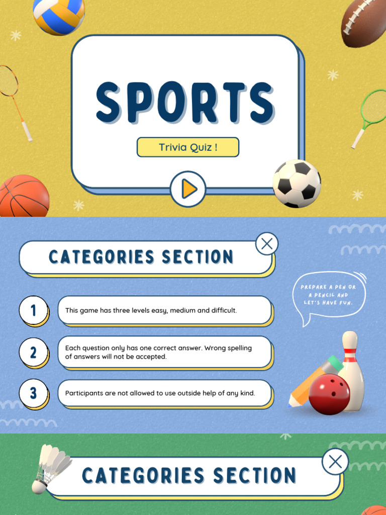 Sport Trivia Quiz Slide Presentation PDF | PDF