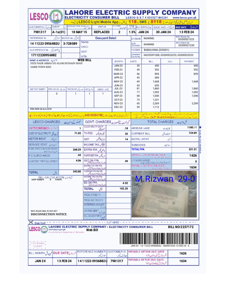 LESCO - Web Bill | PDF