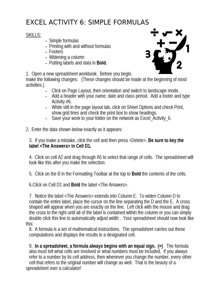 Excel Activity 6 | PDF | Spreadsheet | Microsoft Excel