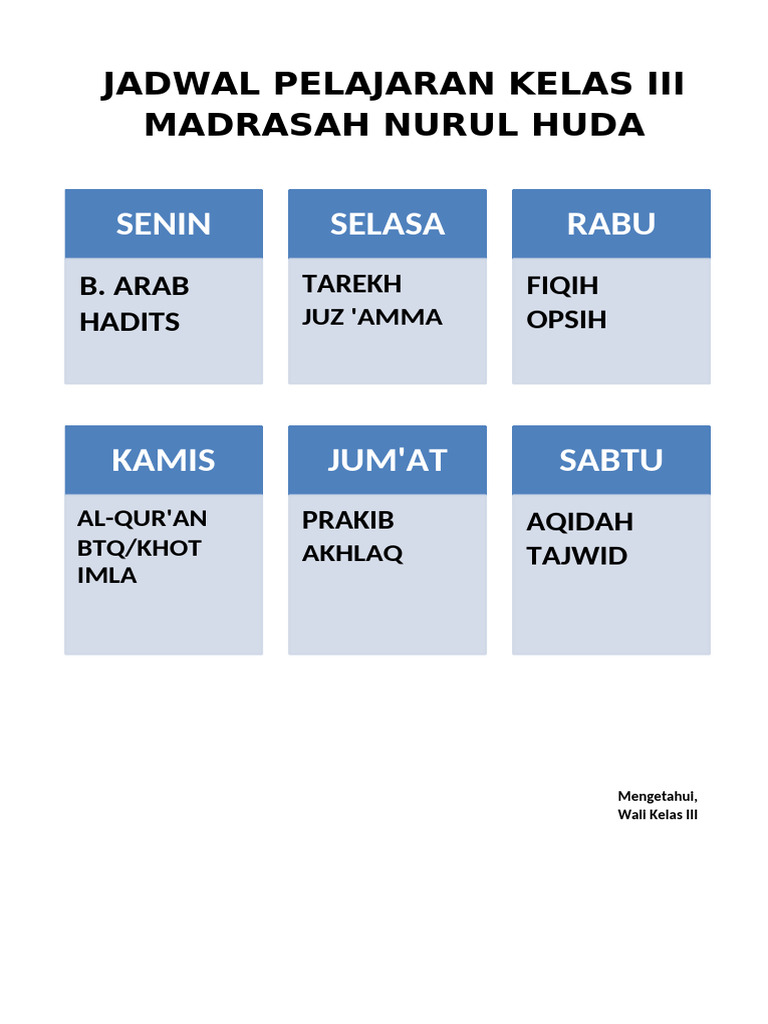 Jadwal Pelajaran MD | PDF