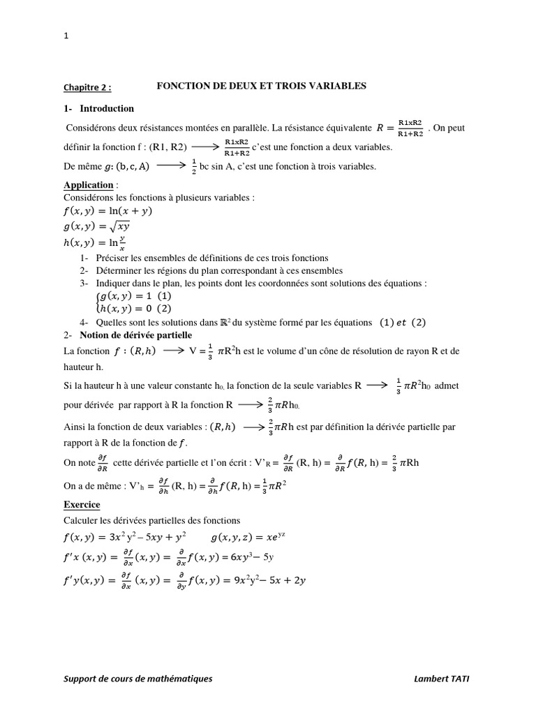 Fonctions À Plusieurs Variables | PDF