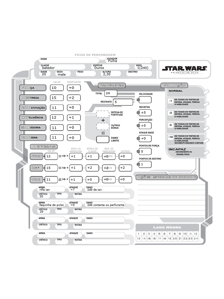 star-wars-rpg-edicao-saga-ficha-de-personagem | PDF