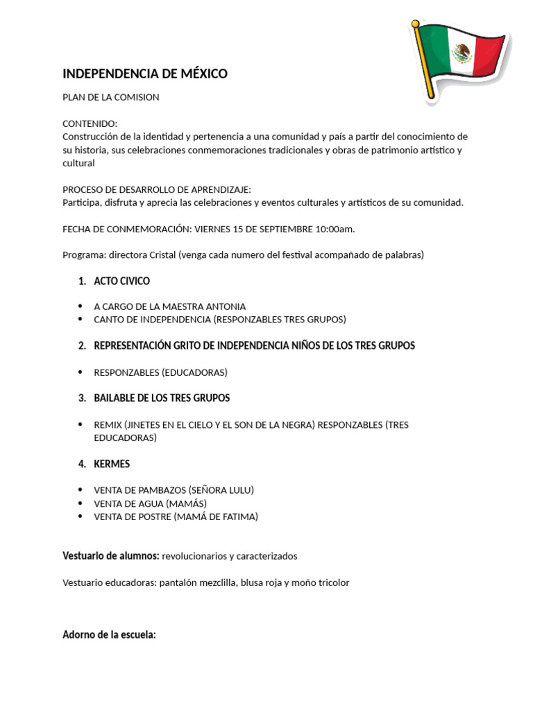 INDEPENDENCIA DE MÉXICO PLAN DE LA COMISION | PDF