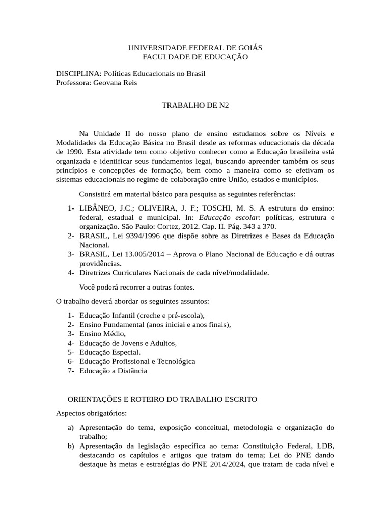 Trabalho N2 - Atendimento Domiciliar | PDF