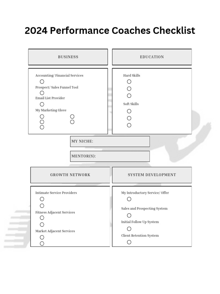 2024 Performance Coaches Checklist | PDF